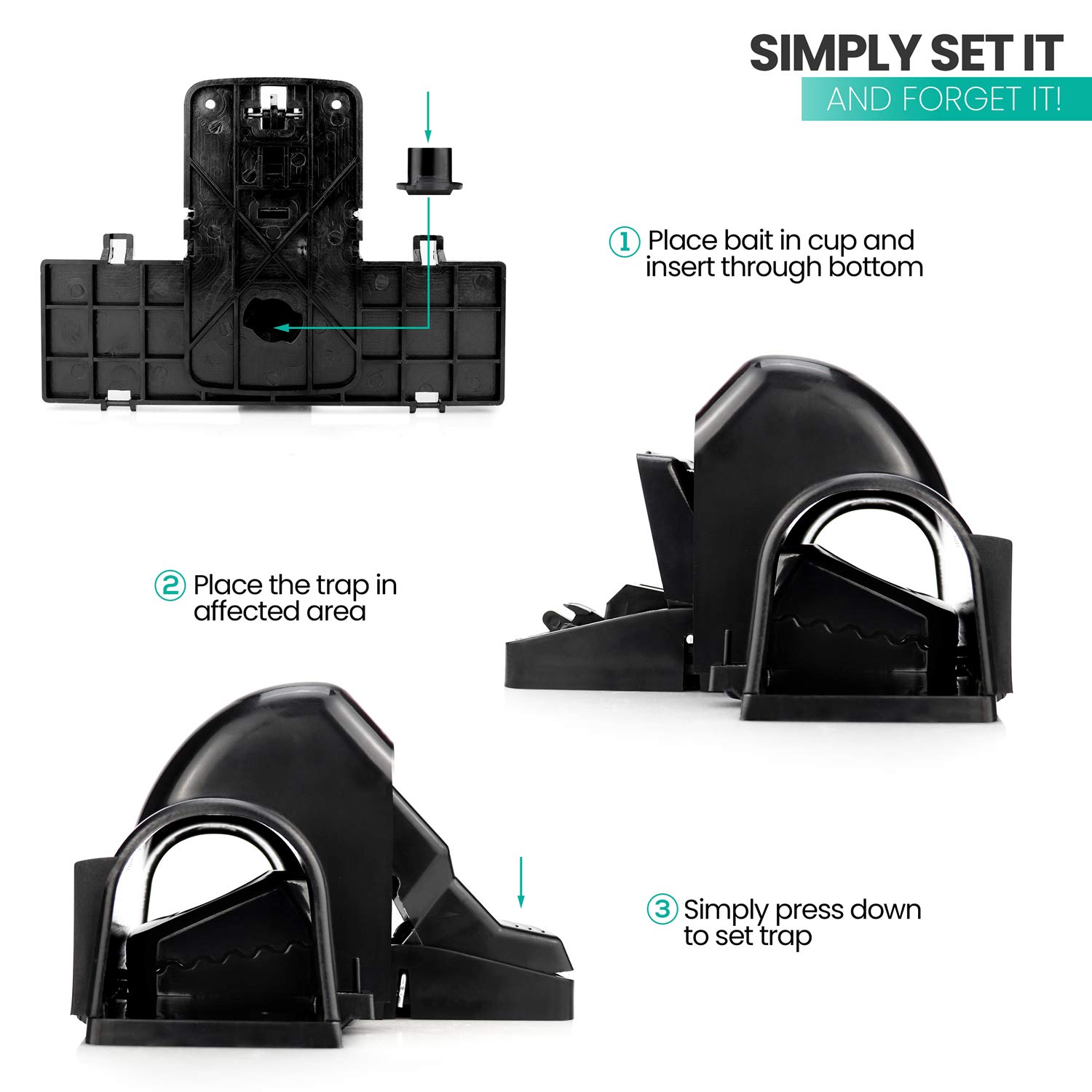 eXuby Pet-Safe & Child-Safe Rat Traps w/Tunnel Design (3-Pack) – Dual Entry for Better Capture Rate - No Harmful Poison - Prevents Accidental Triggering - Avoid Finger Snapping - Setup in Seconds