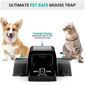 eXuby Pet-Safe & Child-Safe Rat Traps w/Tunnel Design (3-Pack) – Dual Entry for Better Capture Rate - No Harmful Poison - Prevents Accidental Triggering - Avoid Finger Snapping - Setup in Seconds