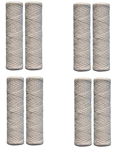 CFS – 8 Pack String Wound Sediment Water Filter Cartridges Compatible with WHKF-WHSW Models – Remove Bad Taste & Odor – Whole House Replacement Water Filter Cartridge - 5 Micron