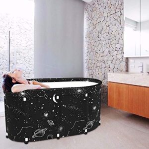 KELIXU Portable Bathtub Foldable Soaking Bath Tub Thickening to Keep Temperature, Freestanding Bathtub for Adults, Home Bathroom Spa Hot Ice Bath Easy to Install, 43"x 25"x 20", Black