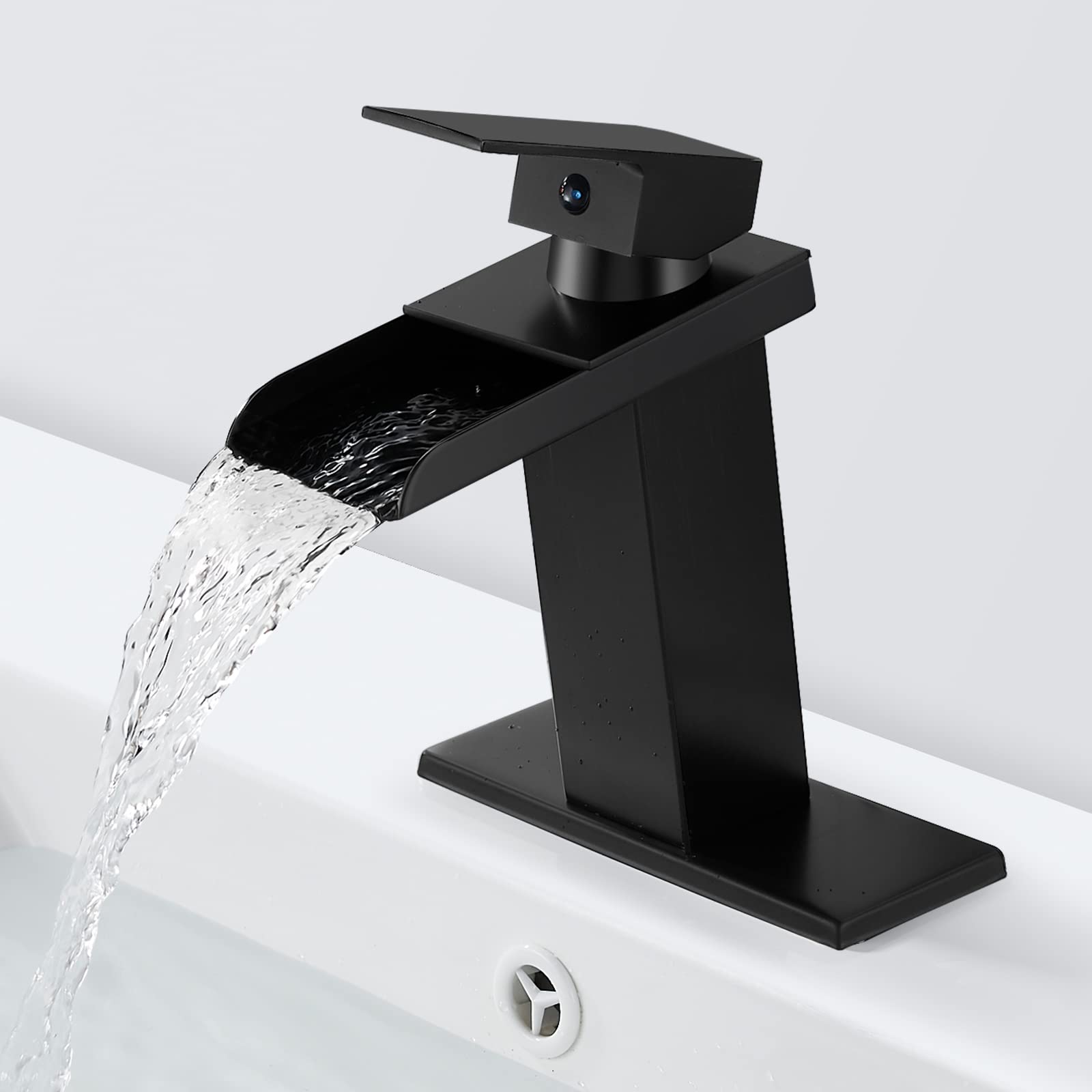 Solepearl Matte Black Waterfall Bathroom Faucet, Solid Brass, 4 Inch, Single Handle, 1 or 3 Hole, Elegant Matte Black Finish, Wide Mouth Spout, Easy Installation, Great Service