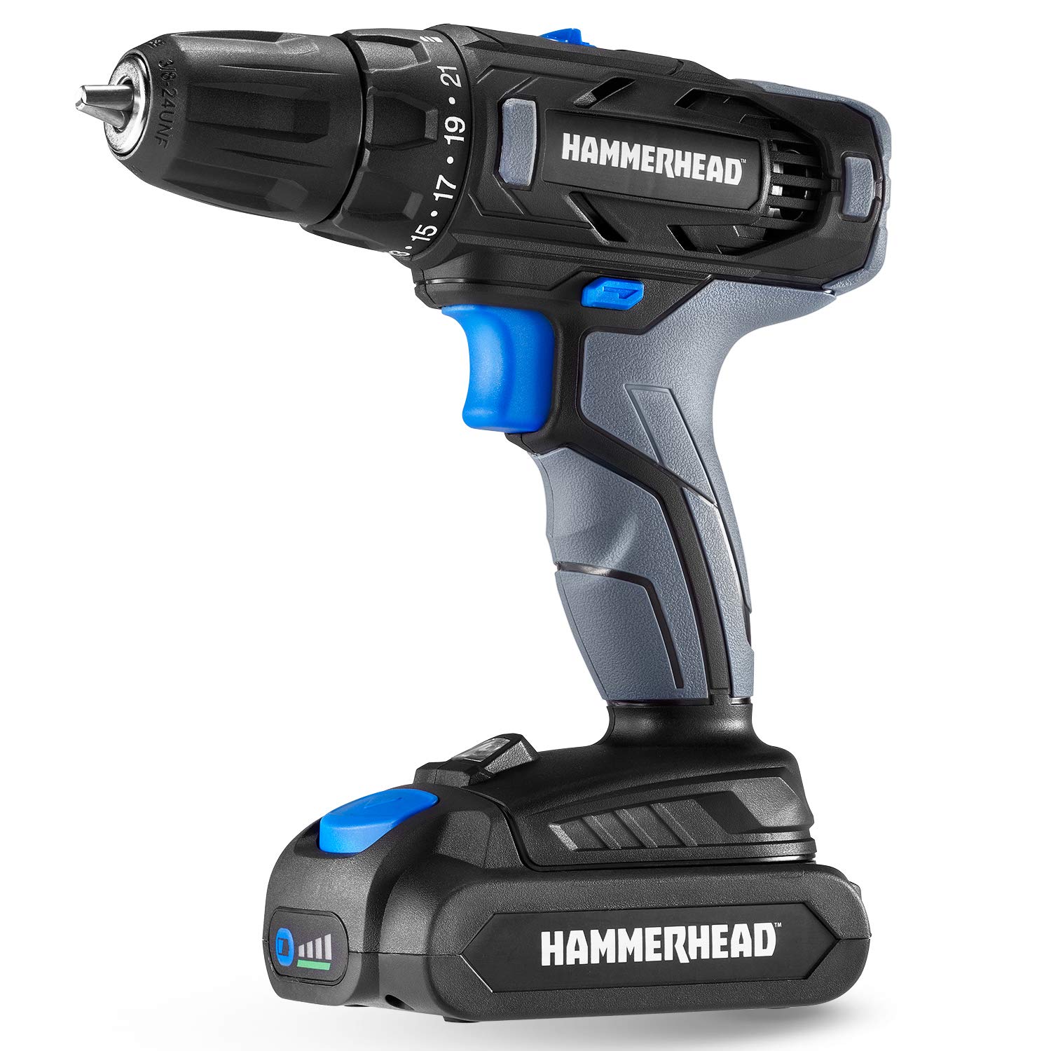 Hammerhead 20V 2-Speed Cordless Drill Driver Kit with 1.5Ah Battery and Charger - HCDD201