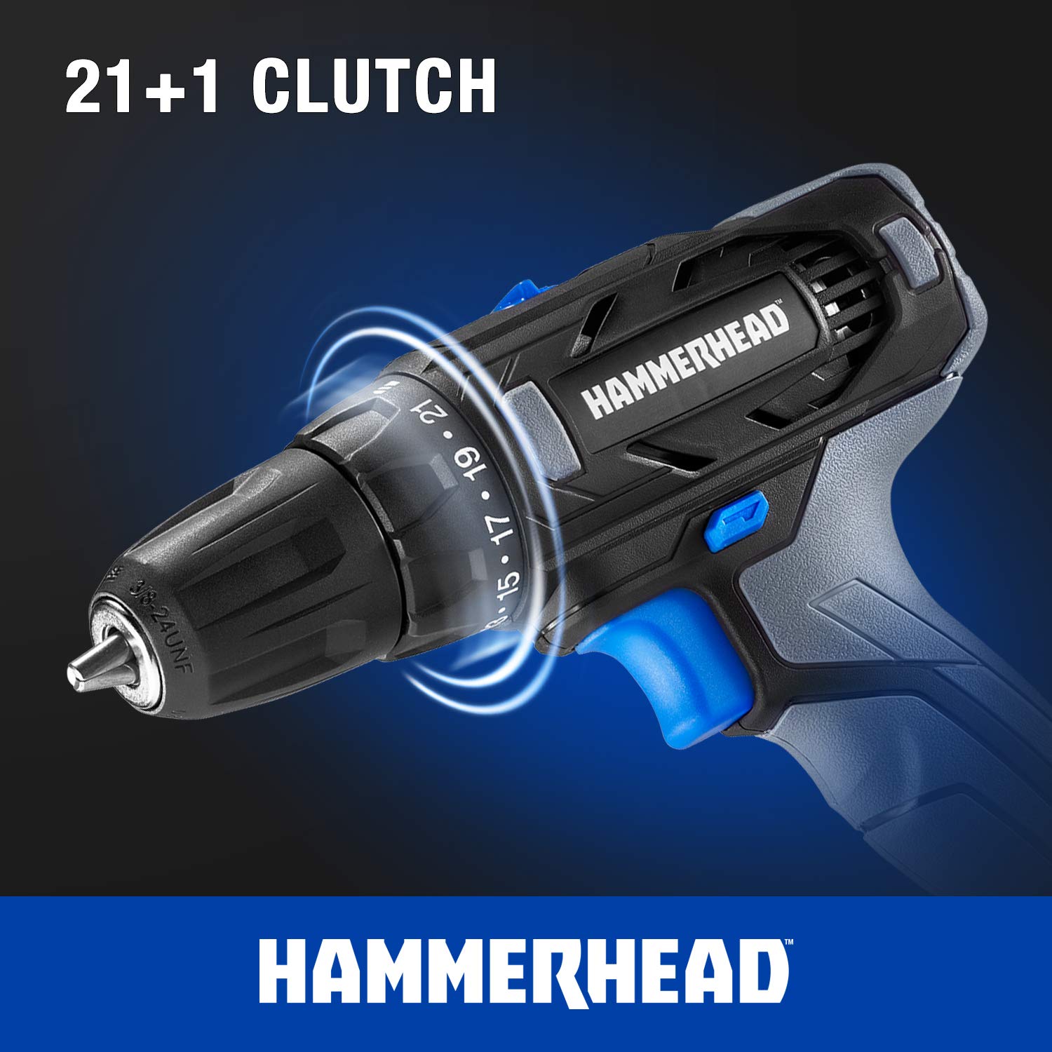 Hammerhead 20V 2-Speed Cordless Drill Driver Kit with 1.5Ah Battery and Charger - HCDD201