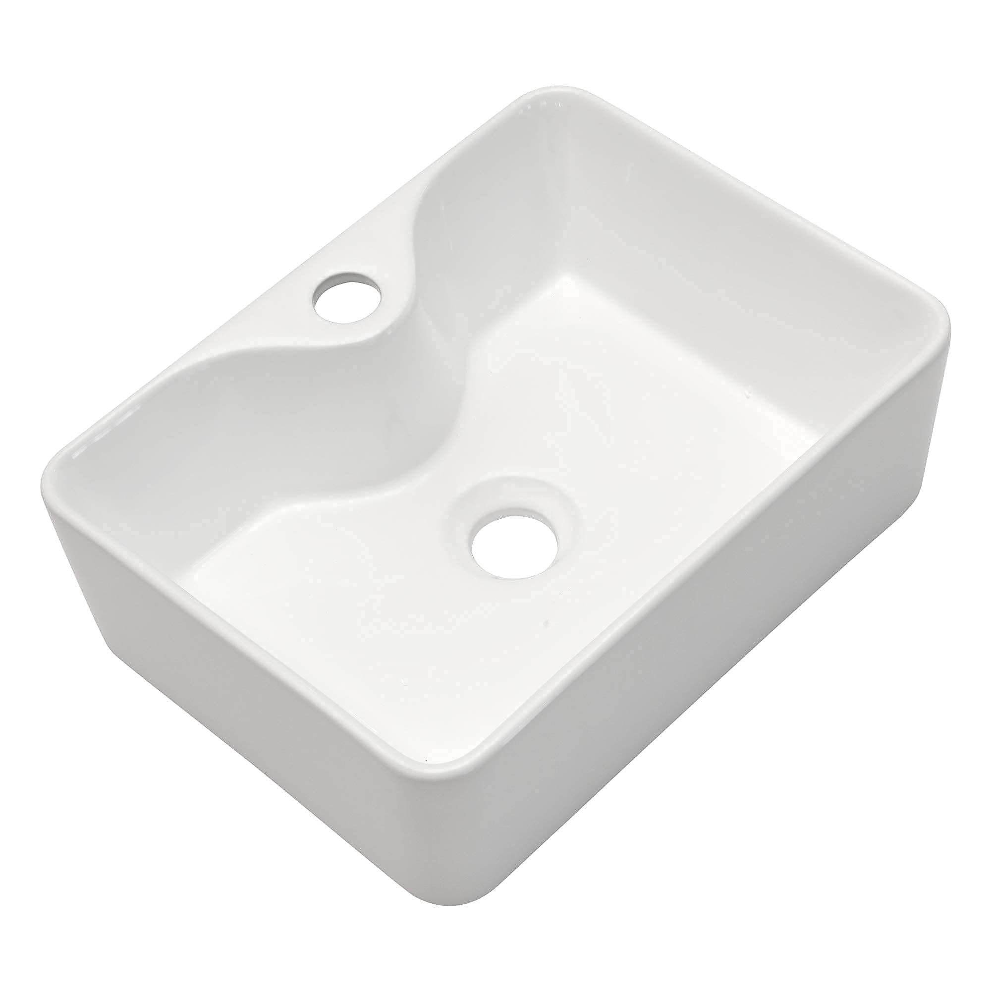 Vessel Sink Rectangular - Sarlai 16"x12" Rectangle Vessel Sink White Ceramic Porcelain Above Counter Bathroom Vanity Lavatory Restroom Bathroom Vessel Sink Basin