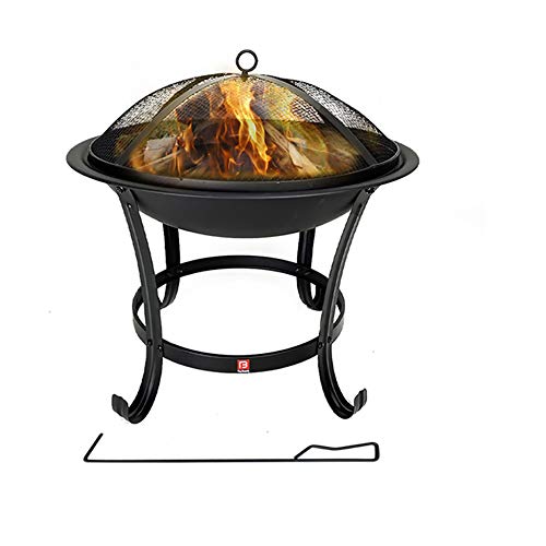 FireBeauty Fire Pit BBQ Grill Pit Bowl with Mesh Spark Screen Cover,Poker