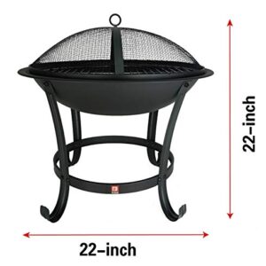 FireBeauty Fire Pit BBQ Grill Pit Bowl with Mesh Spark Screen Cover,Poker