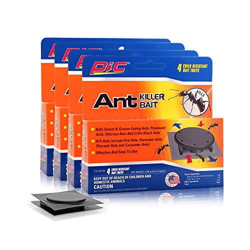 PIC Plastic Ant Killer Bait Stations, Effective Ant Control Traps, 4 Pack (16 Traps Total)…