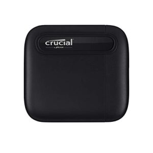 crucial x6 2tb portable ssd - up to 800mb/s - pc and mac - usb 3.2 usb-c external solid state drive - ct2000x6ssd9, black