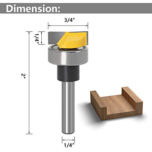 Yakamoz 1/4 Inch Shank Template Router Bit Bearing Flush Trim Hinge Mortising Plunge Router Cutter Woodworking Milling Tool