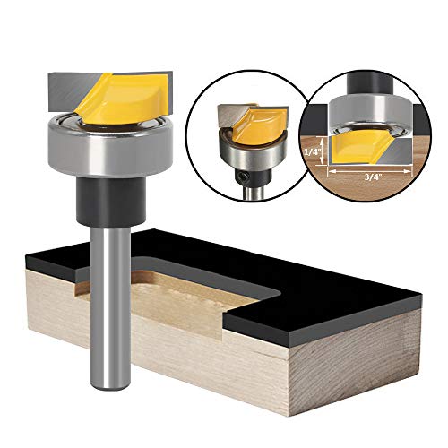 Yakamoz 1/4 Inch Shank Template Router Bit Bearing Flush Trim Hinge Mortising Plunge Router Cutter Woodworking Milling Tool