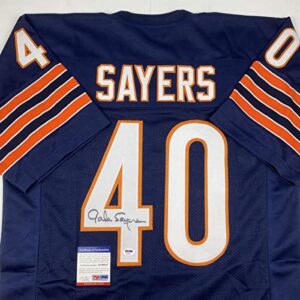 Autographed/Signed Gale Sayers Chicago Blue Football Jersey PSA/DNA COA