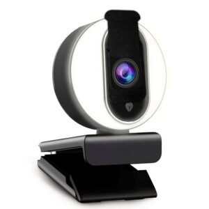 nexigo n680e 1080p webcam with ring light, privacy cover and dual microphone, advanced auto-focus, adjustable brightness, streaming web camera for zoom skype facetime, pc mac laptop desktop