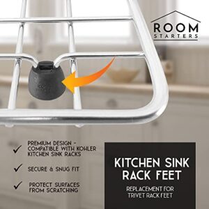 Kitchen Sink Rack Feet 20 Pack | Replacement for Kohler Rack Feet Part 84544-0 | Feet for Sink Grid by ROOM STARTERS (20 Pack, Black)