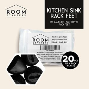 Kitchen Sink Rack Feet 20 Pack | Replacement for Kohler Rack Feet Part 84544-0 | Feet for Sink Grid by ROOM STARTERS (20 Pack, Black)