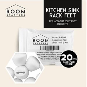 Kitchen Sink Rack Feet 20 Pack | Replacement for Kohler Rack Rubber Feet Part 84544-0 | Feet for Sink Grid by ROOM STARTERS (20 Pack, White)