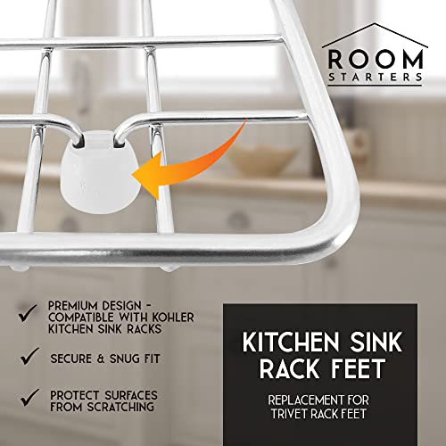 Kitchen Sink Rack Feet 20 Pack | Replacement for Kohler Rack Rubber Feet Part 84544-0 | Feet for Sink Grid by ROOM STARTERS (20 Pack, White)