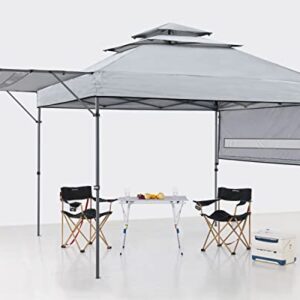 ABCCANOPY Pop up Gazebo Canopy 3-Tier Instant Canopy with Adjustable Dual Half Awnings (Gray)