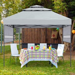 ABCCANOPY Pop up Gazebo Canopy 3-Tier Instant Canopy with Adjustable Dual Half Awnings (Gray)