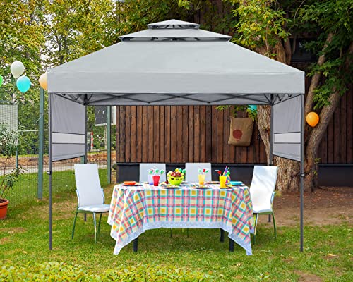 ABCCANOPY Pop up Gazebo Canopy 3-Tier Instant Canopy with Adjustable Dual Half Awnings (Gray)