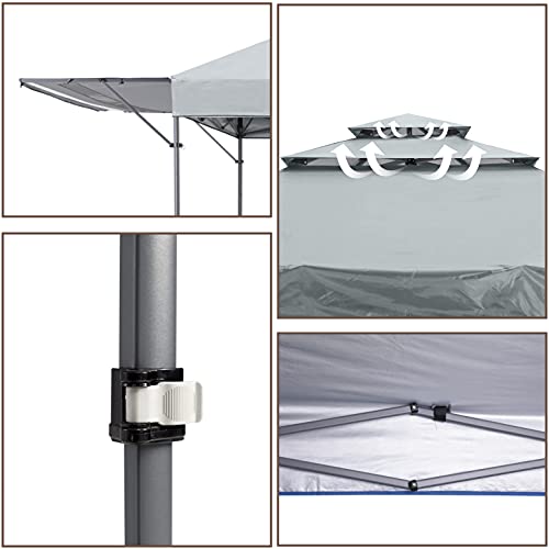 ABCCANOPY Pop up Gazebo Canopy 3-Tier Instant Canopy with Adjustable Dual Half Awnings (Gray)