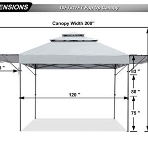 ABCCANOPY Pop up Gazebo Canopy 3-Tier Instant Canopy with Adjustable Dual Half Awnings (Gray)