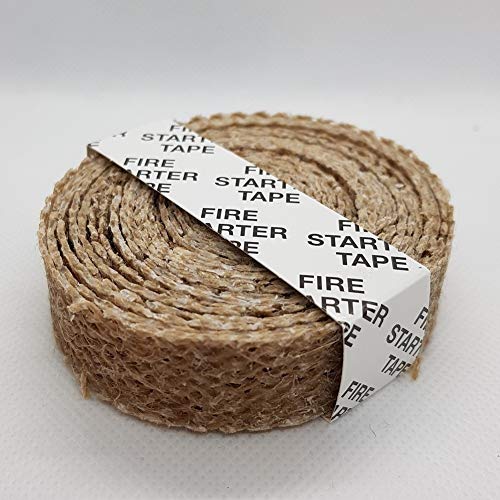 Jute Fire Starter Tapes as Outdoor Kindling with Swiss Design, Ignite firewood or Charcoal at Camping Barbecue Fireplace, 8 Rolls (3 Meter Long Each) in a Box, Portable and Convenient