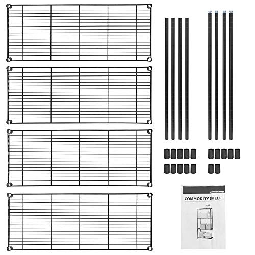 ZENY 4-Shelf Adjustable, Heavy Duty Storage Shelving Unit, Steel Organizer Wire Rack, Storage Rack with Leveling Feet for Kitchen Office Garage