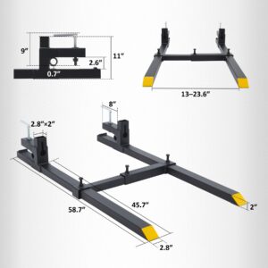 CREWORKS 60" 2000lbs Pallet Forks with Adjustable Stabilizer Bar, Clamp on Pallet Forks for Tractor Loader, Quick Attach Tractor Bucket Lifting Forks, Skid Steer Accessories