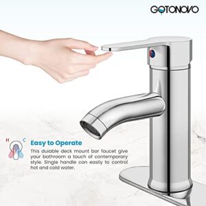 gotonovo Stainless Steel 304 Bathroom Faucet Chrome Polished Farmhouse Single Handle Lavatory Basin Vanity Sink Faucet with Supply Line