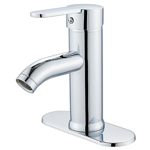 gotonovo Stainless Steel 304 Bathroom Faucet Chrome Polished Farmhouse Single Handle Lavatory Basin Vanity Sink Faucet with Supply Line