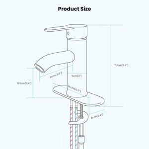 gotonovo Stainless Steel 304 Bathroom Faucet Chrome Polished Farmhouse Single Handle Lavatory Basin Vanity Sink Faucet with Supply Line