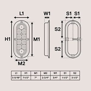 TRUE MODS 4 Red + 2 White 6 inch Oval LED Trailer Tail Light Kit [Surface-Mount] [DOT FMVSS 108 & SAE] [IP67 Waterproof] Stop Brake Turn Reverse Back Up Trailer Lights for RV Truck