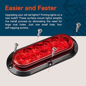 TRUE MODS 4 Red + 2 White 6 inch Oval LED Trailer Tail Light Kit [Surface-Mount] [DOT FMVSS 108 & SAE] [IP67 Waterproof] Stop Brake Turn Reverse Back Up Trailer Lights for RV Truck