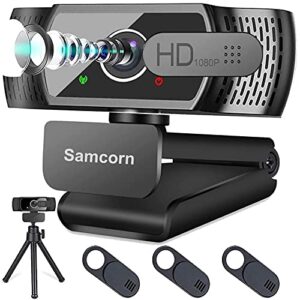 webcam with microphone for desktop,1080p hd usb webcam live streaming laptop pc computer web camera for video calling conferencing recording gaming, 3d noise reduction