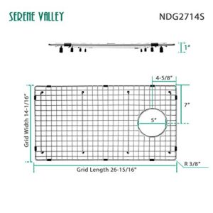 Serene Valley Sink Bottom Grid 26-15/16" X 14-1/16", Side Drain with Corner Radius 3/8",NDG2714S