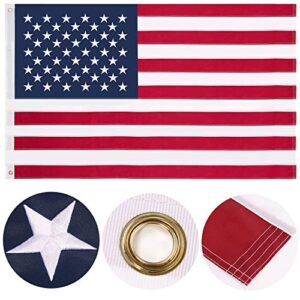 American Flag 3x5 ft Outdoor,US Flag 210D Oxford Nylon-Embroidered Star, Sewn Stripes,Brass Grommets,4 Rows of Lock Stitching, Heavy-Duty USA Flag