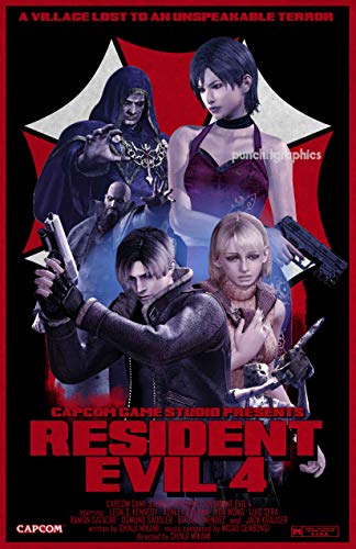 Resident Evil 4 RE4 (Black Background) Movie Style Artwork Original Art Print 11x17