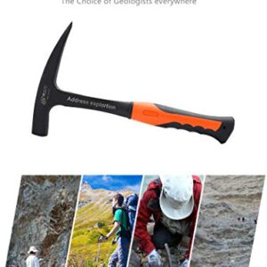 Rock Pick - 28 oz Geological Hammer with Pointed Tip & Shock Reduction Grip - 11.4 Inch