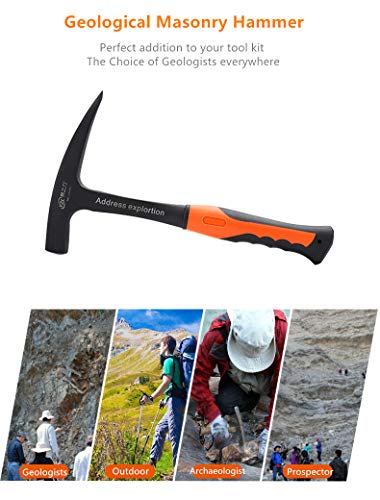 Rock Pick - 28 oz Geological Hammer with Pointed Tip & Shock Reduction Grip - 11.4 Inch