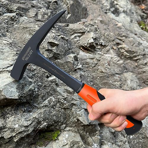 Rock Pick - 28 oz Geological Hammer with Pointed Tip & Shock Reduction Grip - 11.4 Inch