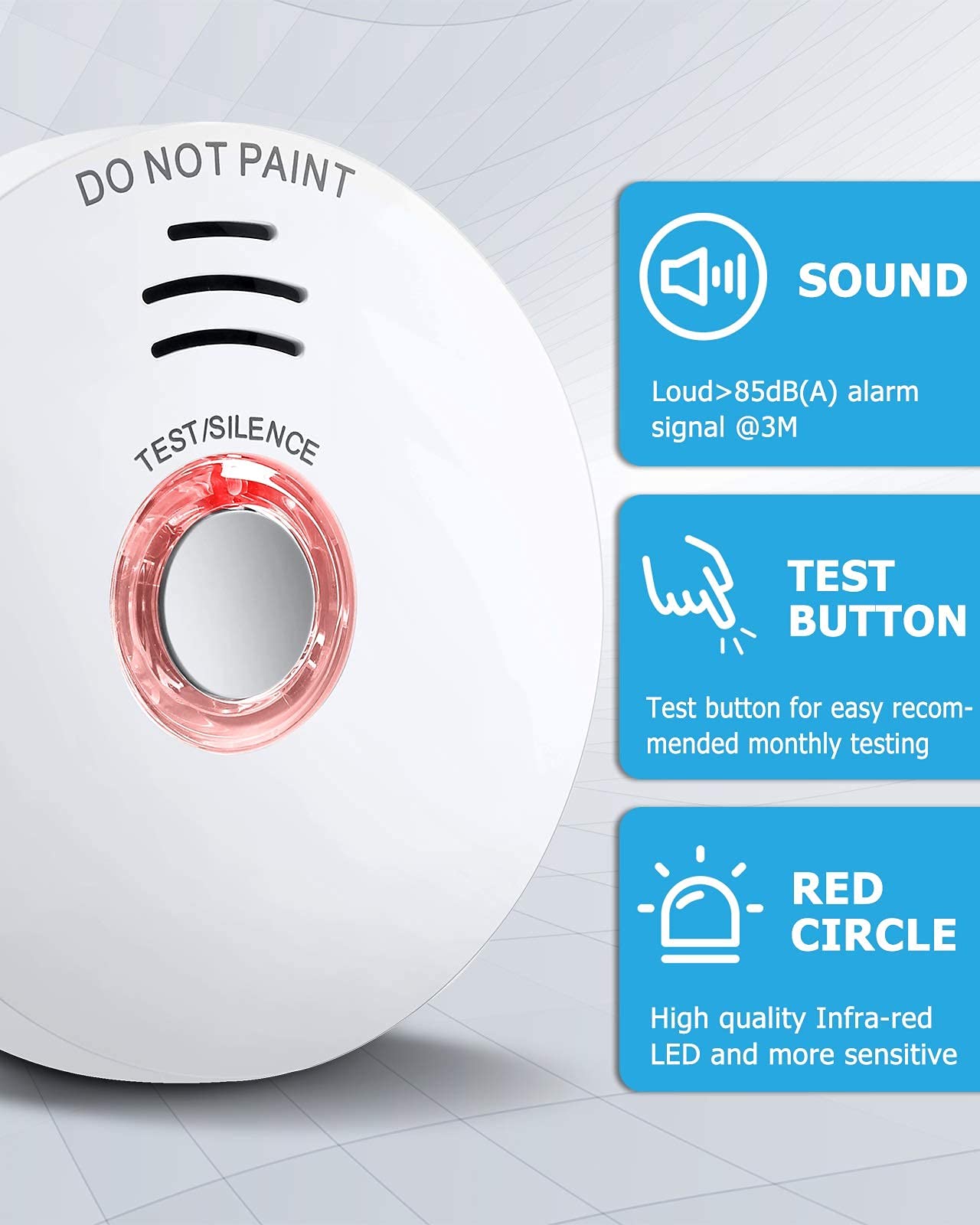 SITERLINK Smoke Detector, 10 Year Battery Operated Smoke Alarm with LED Indicator, Fire Alarm Smoke Detector with Test & Silence Button for Home, GS508C (4 Pack)