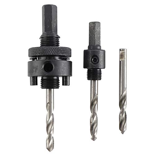 Tysun 3 Pcs Hole Saw Mandrel, 7/16 Inch and 3/8 Inch Shank Hole Saw Arbors with 1 Pc Central Drill Fit for 3/4-Inch to 6-Inch Diameter