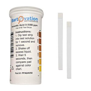 peracetic acid test strips, extra high-level, 0-3000 ppm [vial of 50 strips]