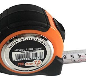 Edward Tools Harden Pro Measuring Tape 25 FT- Quick Retractable Measuring Tape Standard and Metric - Centimeters and Inches - Quick Mark Blade - Heavy Duty Rubber Shock Proof Case - Belt Clip