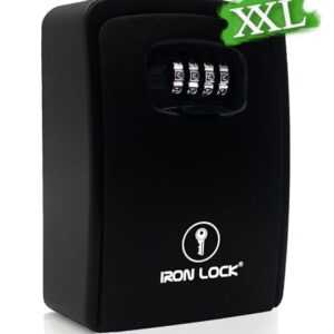 Iron Lock® - XXL Key Lock Box Wall Mount for Keys 4 Digit Combination with Resettable Code with A B Switch Extra Large lockbox Indoor Outdoor Waterproof Big Key Lock Box House Spare Keys Hide a Key