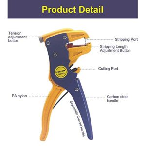 VCELINK Automatic Wire Stripper and Cutter, Professional 2 in 1 Adjustable Electrical Cable Wire Stripping Tool&Eagle Nose Pliers (7-Inch)