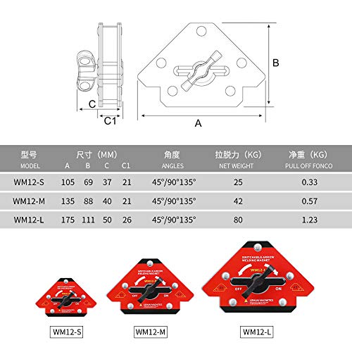 LISHUAI Unique Design On/Off Switch Strong Neodymium Arrow Welding Magnet/Magnetic Angle Welding Clamp 45 90 135 Degrees 92 LBS