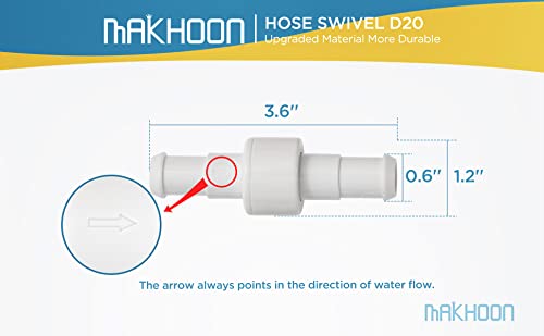 MAKHOON Upgraded Pool Cleaner Hose Ball Bearing Swivel D20 for Polaris 180 280 380 3900 Pentair Kreepy Krauly Legend ED05 Pool Cleaner Ball Bearing Swivel D20, D-20 (3)