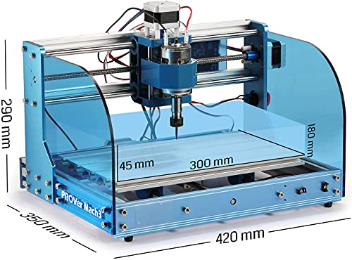 Genmitsu CNC Router Machine 3018-PROVer Mach3 with Mach3 Control, Limit Switches & Emergency-Stop, Plastic Acrylic PCB PVC Wood Carving Milling Engraving Machine,XYZ Working Area 300 x 180 x 45mm