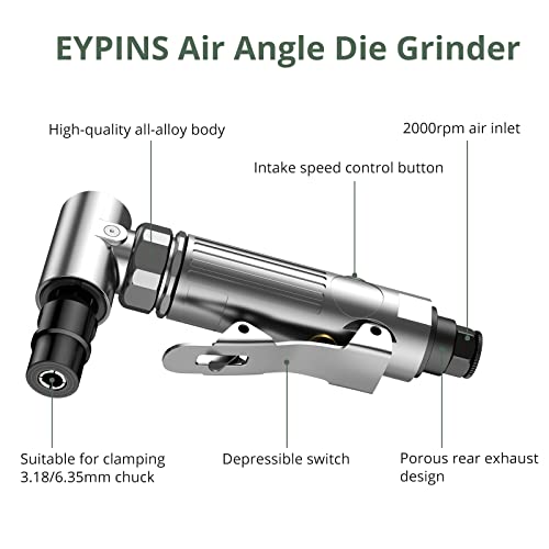 EYPINS Air ‎Right Angle Die Grinder 1/4" 90 Degree Heavy Duty 20,000 RPM Compressed Sander Polisher Tool for Contour Grinding, Polishing, Milling